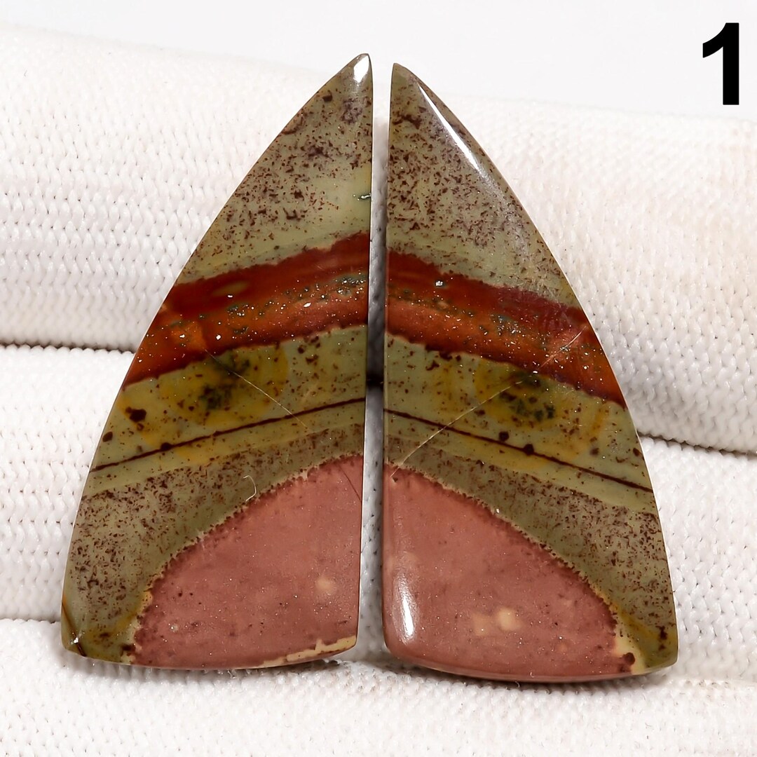 Cherry Creek Jasper Cabochons, Matching Pair, Flat Back Stones for ...