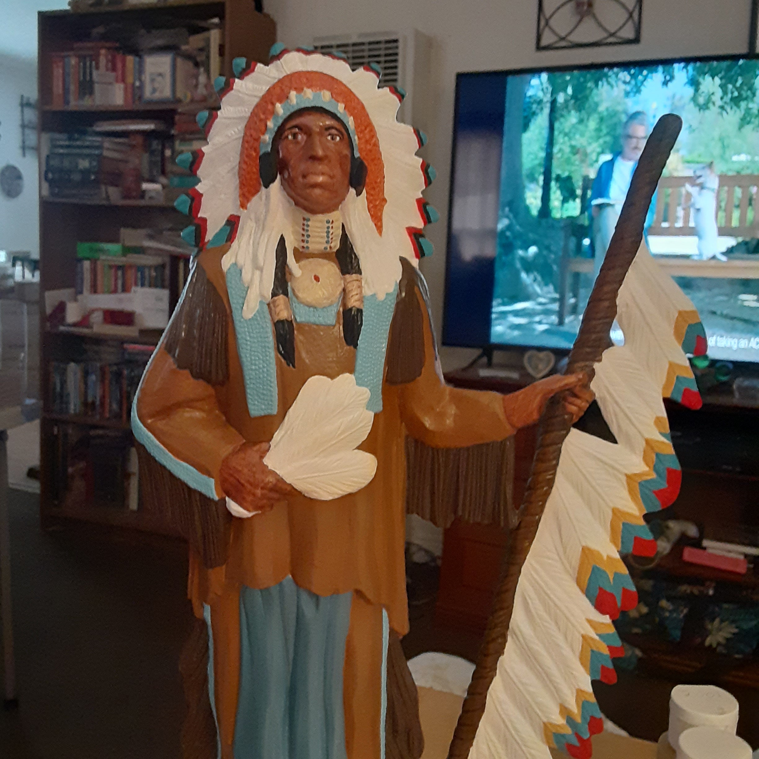 Native American Chief With Feathered Staff - Etsy