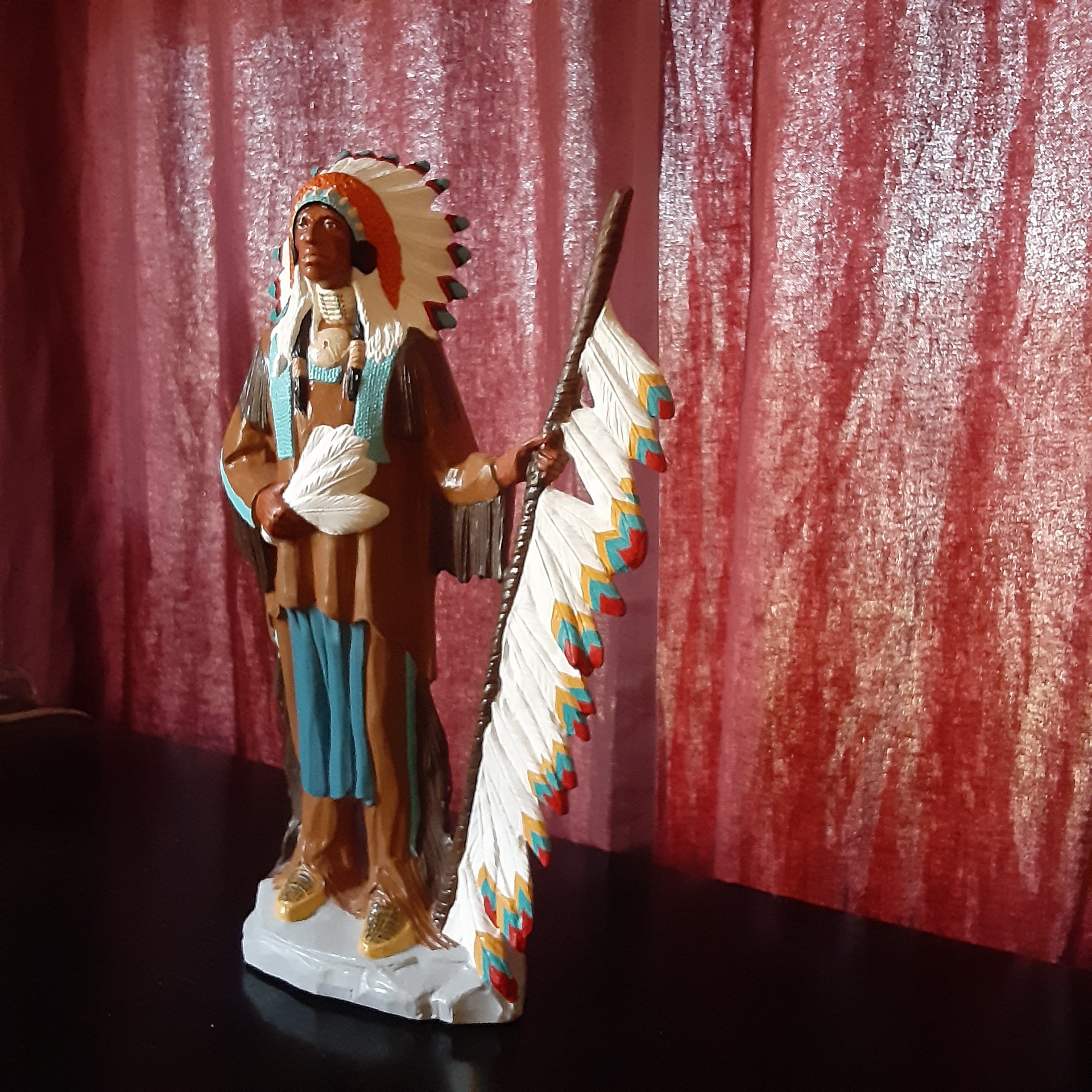 Native American Chief With Feathered Staff - Etsy