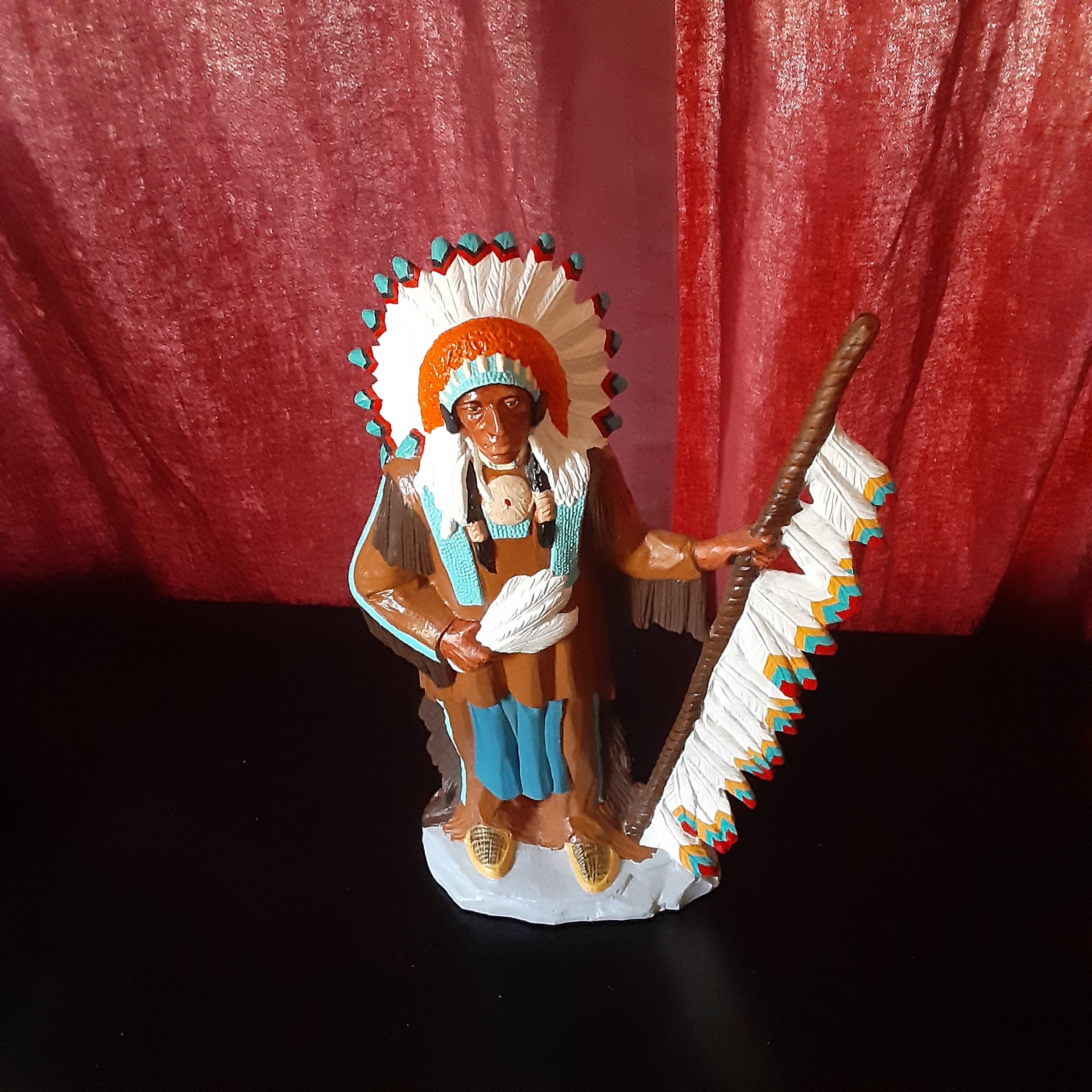Native American Chief With Feathered Staff - Etsy