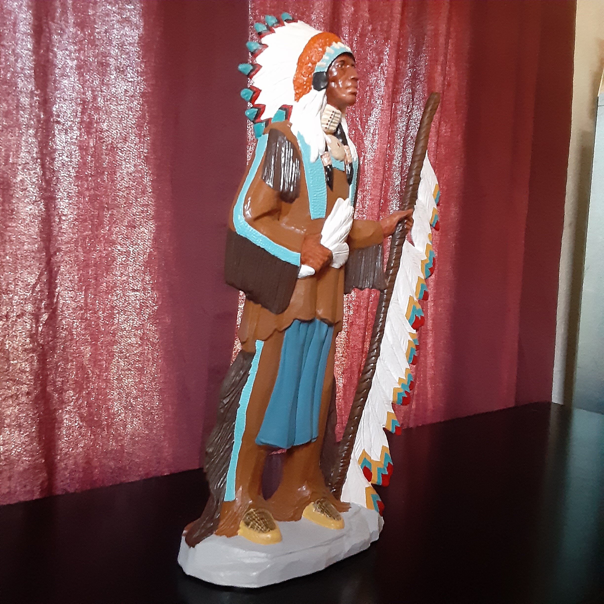 Native American Chief With Feathered Staff - Etsy