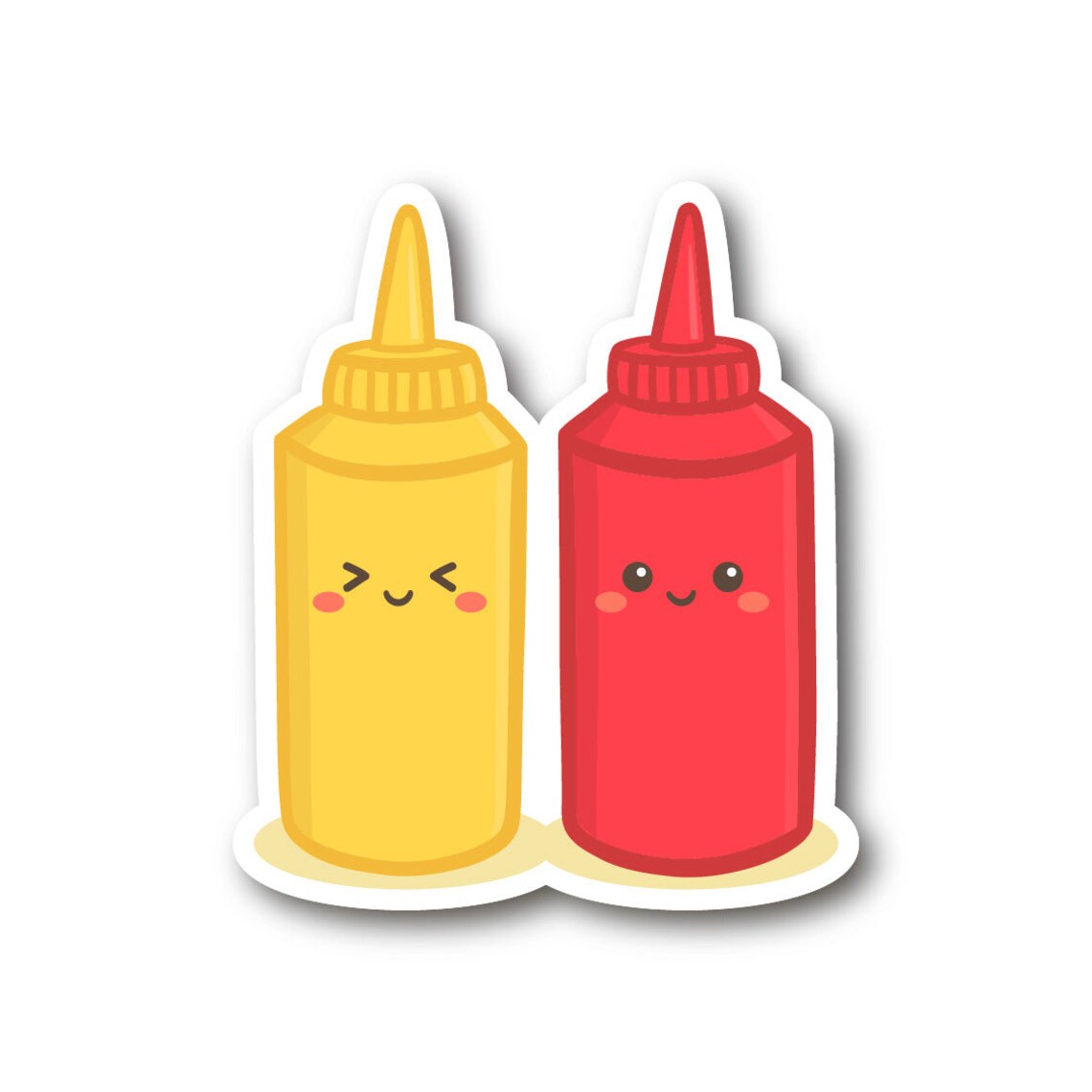 Kawaii Sauce Bottles Sticker Tomato and Mustard Red and Yellow Ketchup ...