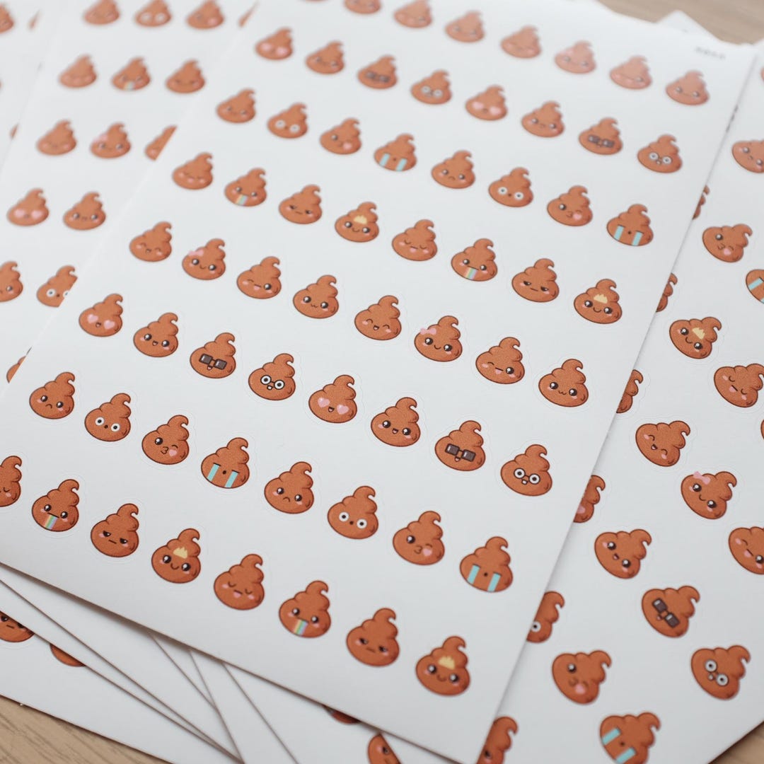 Poop Emoji Sticker Sheet – Funny Mini Vinyl Stickers – Cute Planner ...