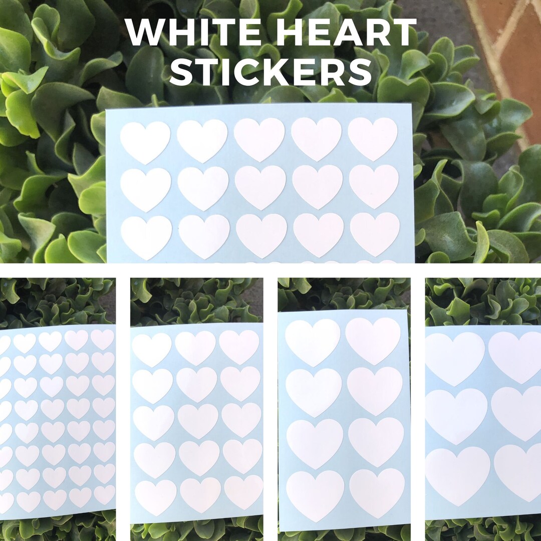 White Vinyl Heart Stickers - Etsy