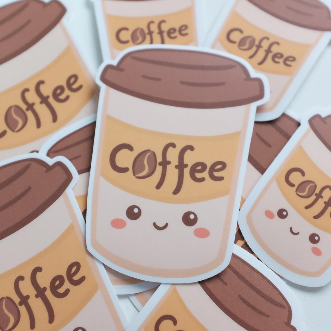 Cute Coffee Cup Sticker – Matte Laminated Die Cut Vinyl – Waterproof ...