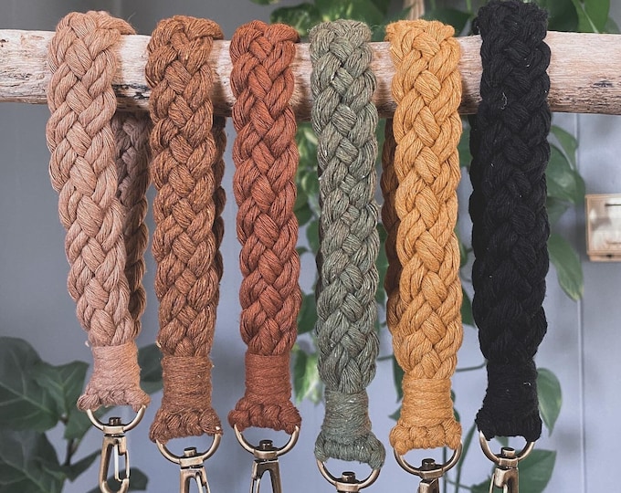 Braided Macrame Wristlets Wristlets Keychain Lanyard Macrame Wristlet ...