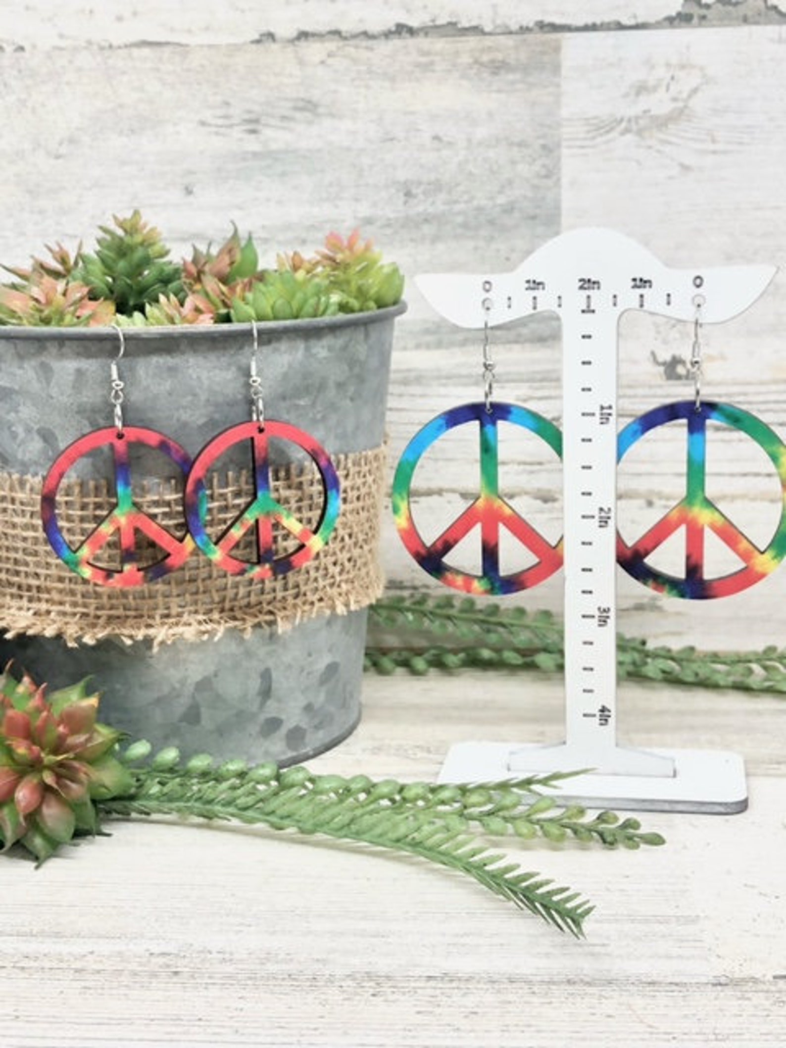 Tie-dye Peace Sign Earrings Peace Sign Circle Earrings New - Etsy