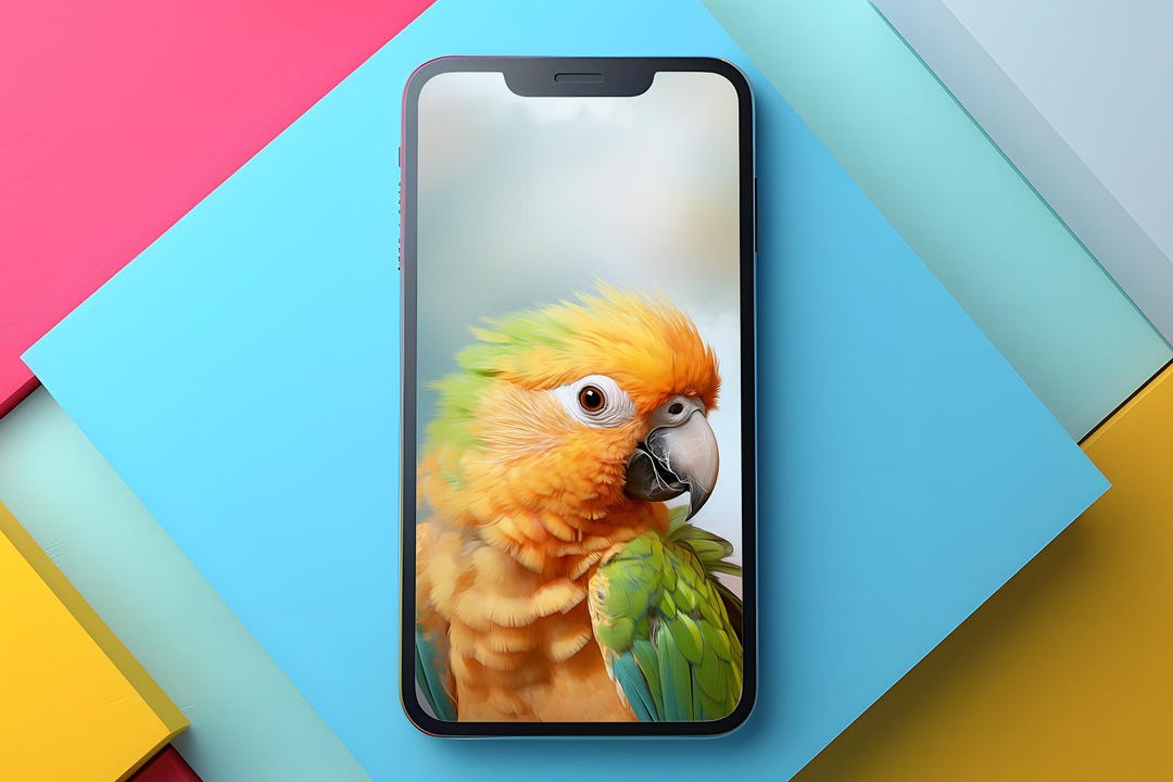 Fantasy Lime Parrot Phone Wallpaper | iPhone Screensaver | Digital ...