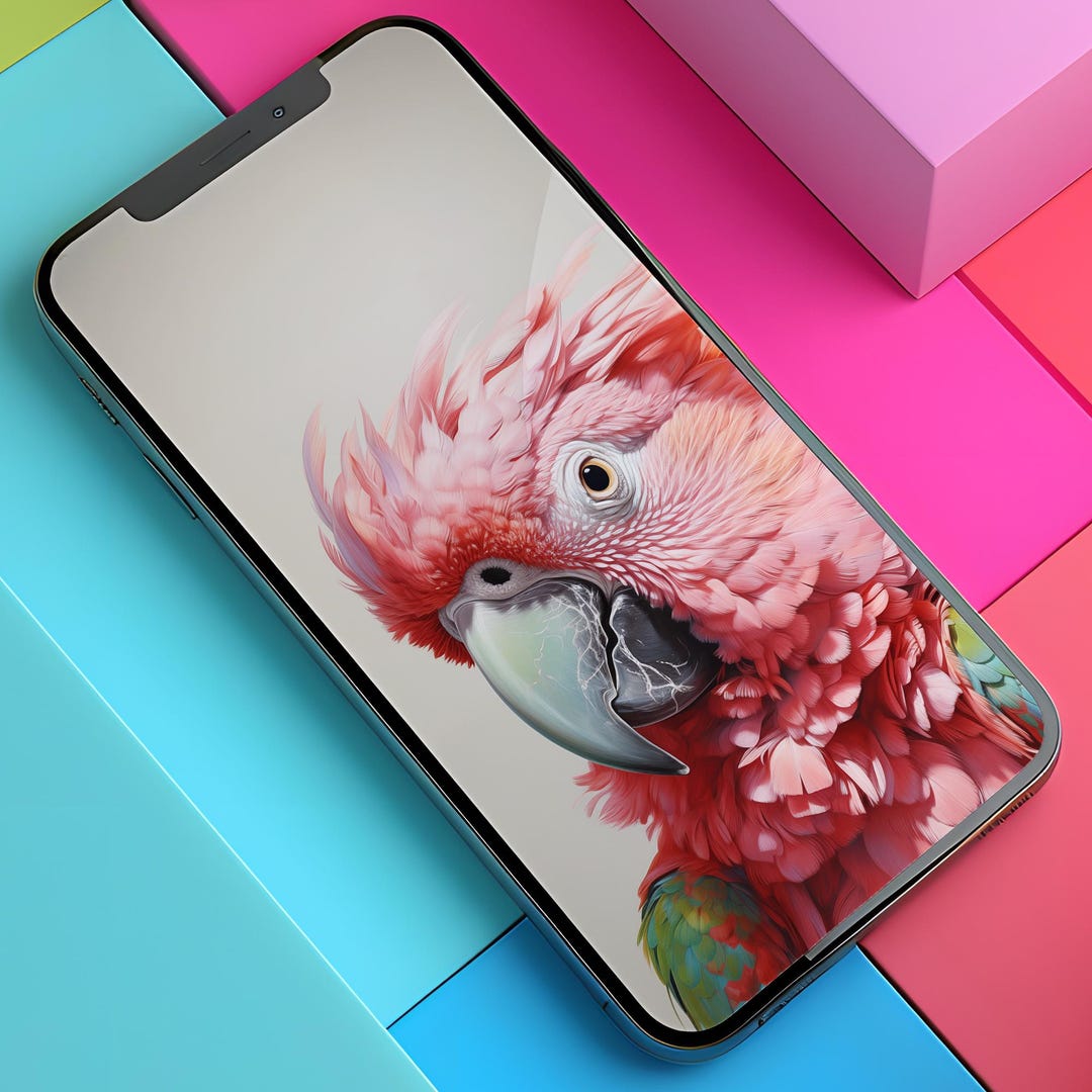 Fantasy Pink Parrot Phone Wallpaper | iPhone Screensaver | Digital ...