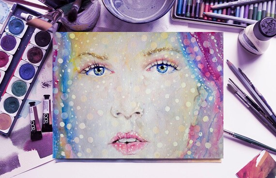 Goddess Astraea Watercolour Painting Art Print Innocence | Etsy