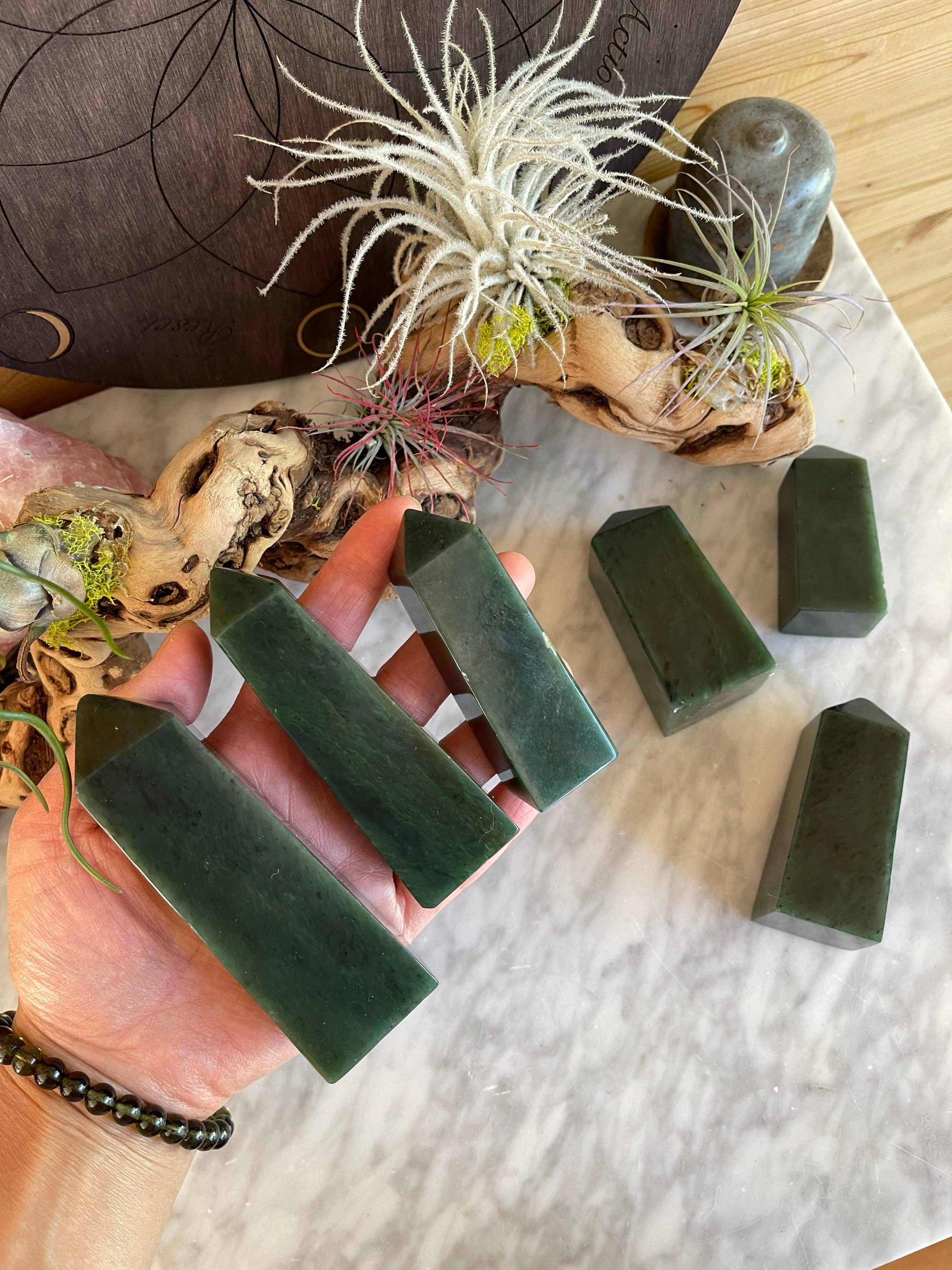 Natural Pakistan Nephrite Jade Towers, Jade Points, Chakras, Reiki ...