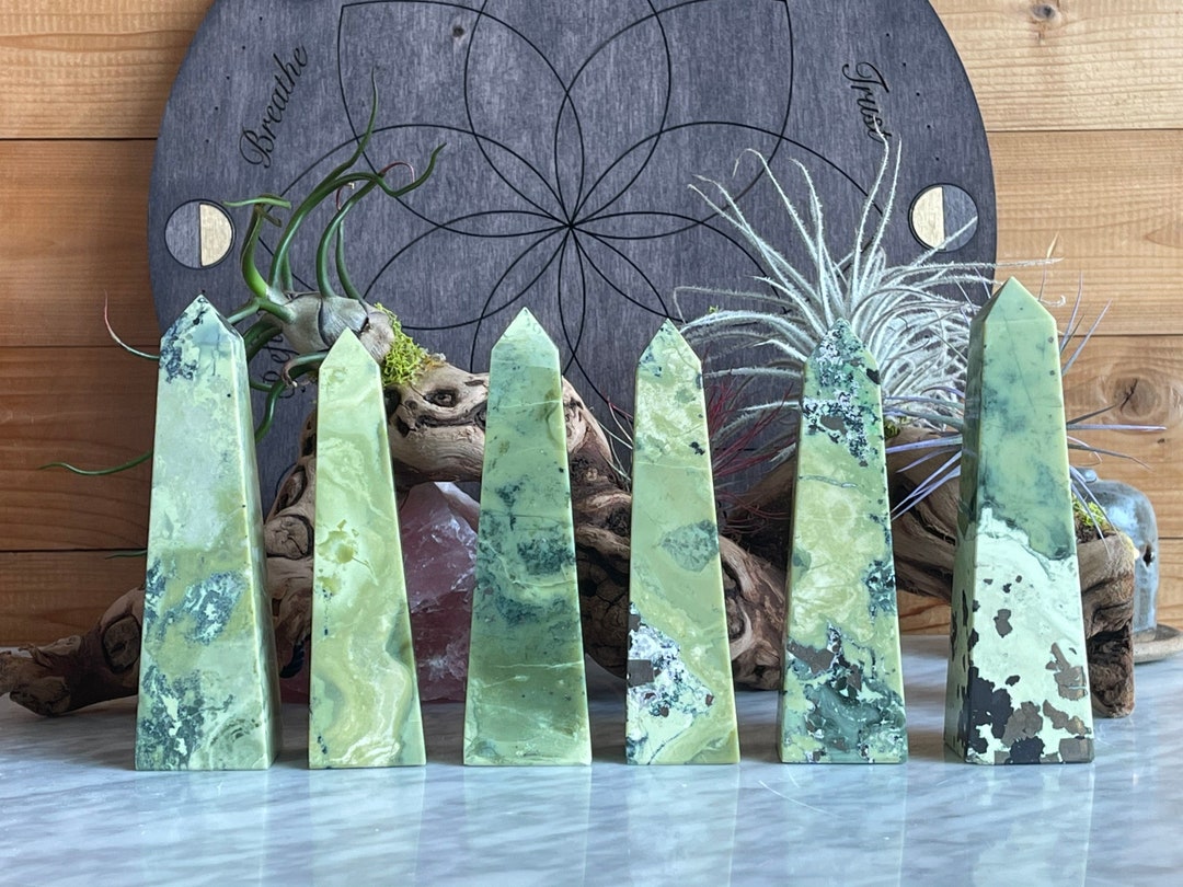 Genuine Serpentine With Pyrite Inclusion Towers, Healing Towers, Reiki ...