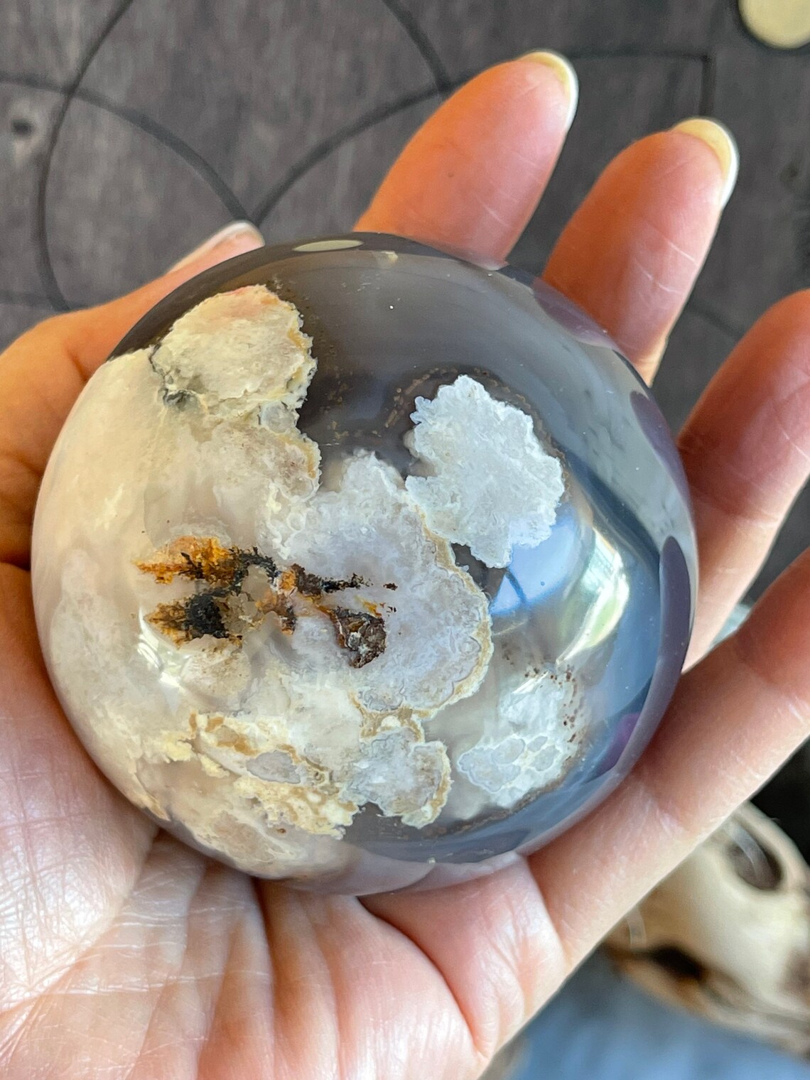 Natural Black Flower Agate Geode Egg Geode. - Etsy