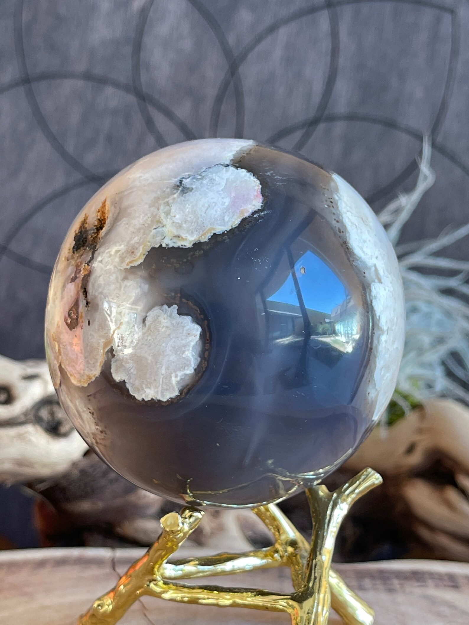Natural Black Flower Agate Geode Egg Geode. - Etsy