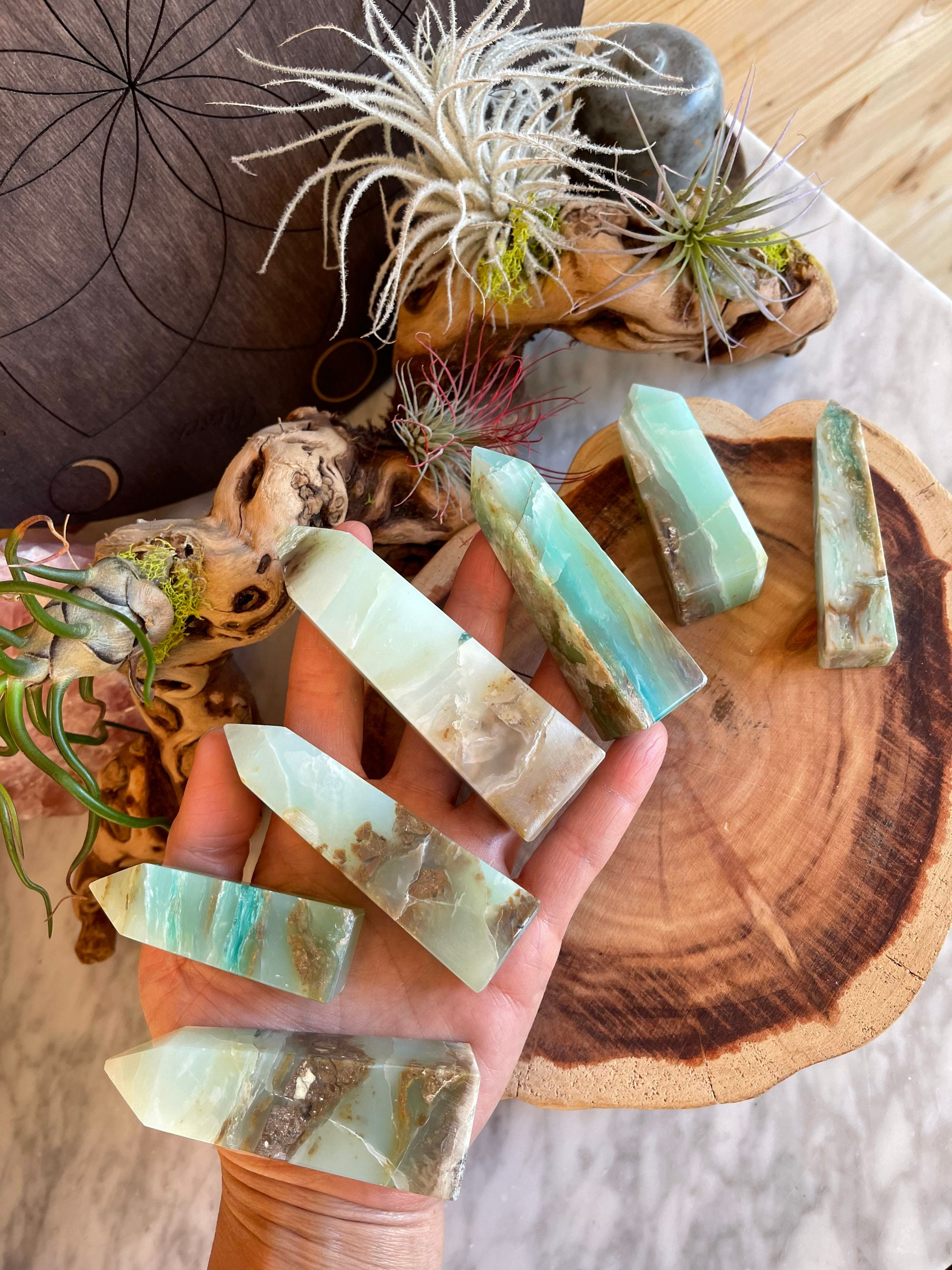 Blue Opal Obelisk Healing Tower Reiki Chakras | Etsy