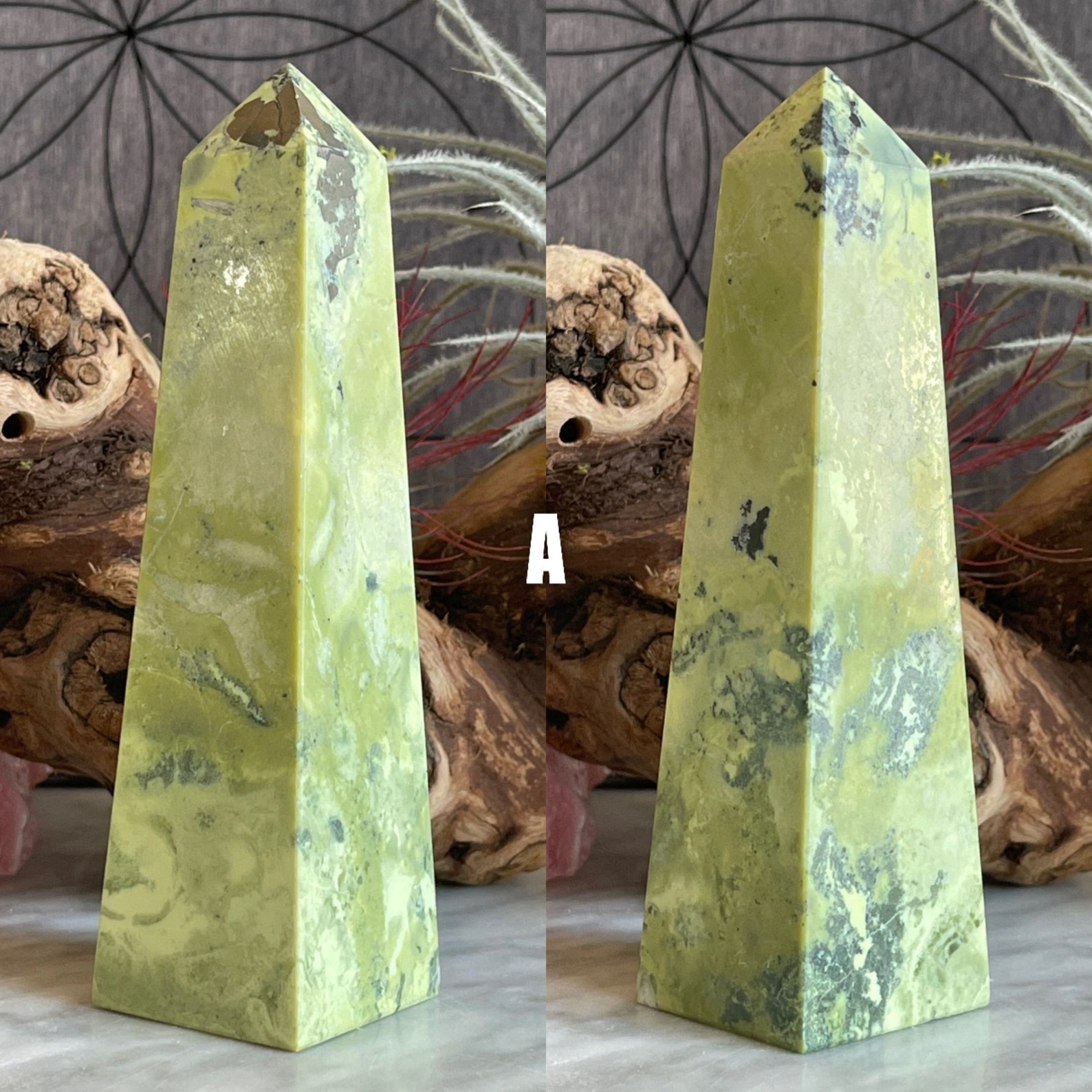 Genuine Serpentine With Pyrite Inclusion Towers Healing | Etsy