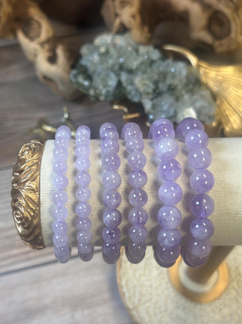 Lavender Amethyst Bead Bracelets Amethyst Beaded Bracelet Etsy