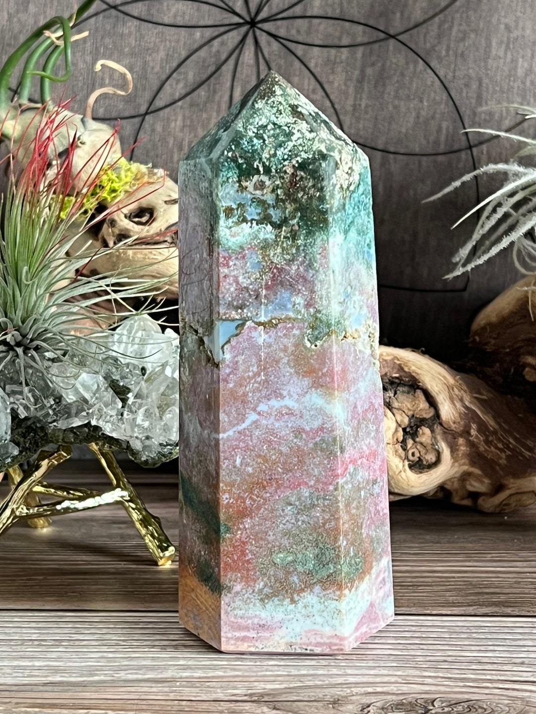 Torre Ocean Jasper, Jaspe Orbicular, Piedra de Puesta a Tierra, Chakra ...