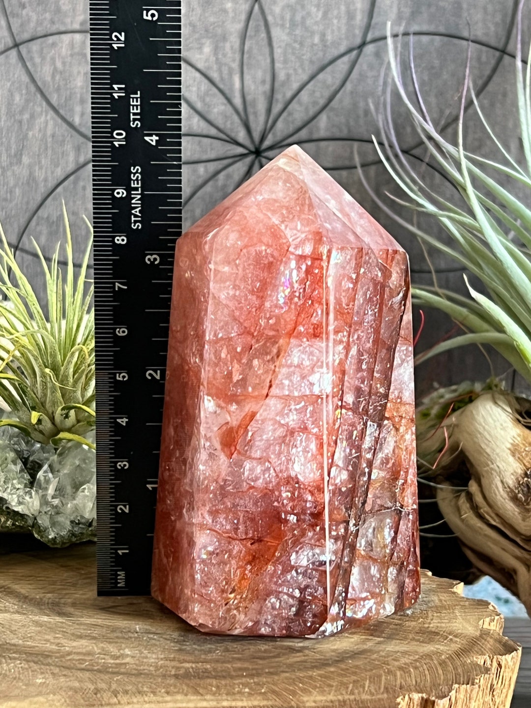399g Red Healer Quartz Statement Tower: Fire Hematoid Crystal Point - Etsy