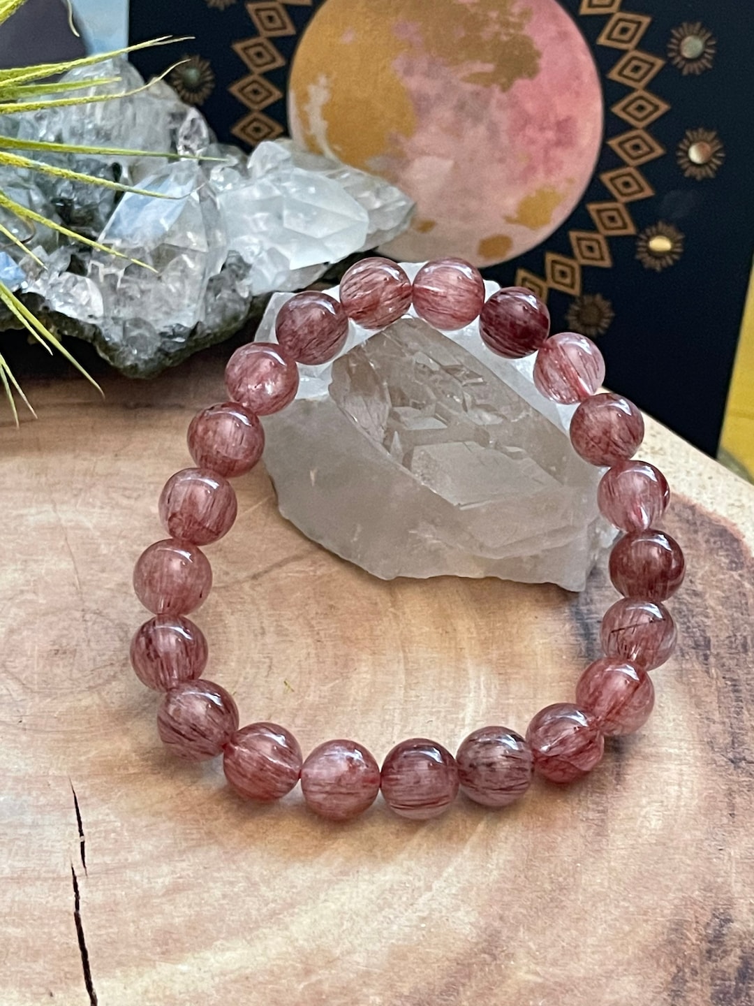 Genuine Red Rutile Quartz Bead Bracelet, Beaded Bracelet - Etsy