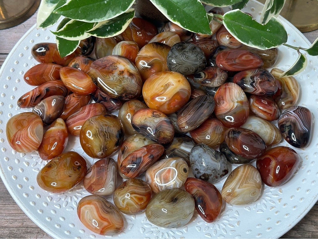 Botswana Sardonyx Agate, Lace Agate Palm Stones. - Etsy
