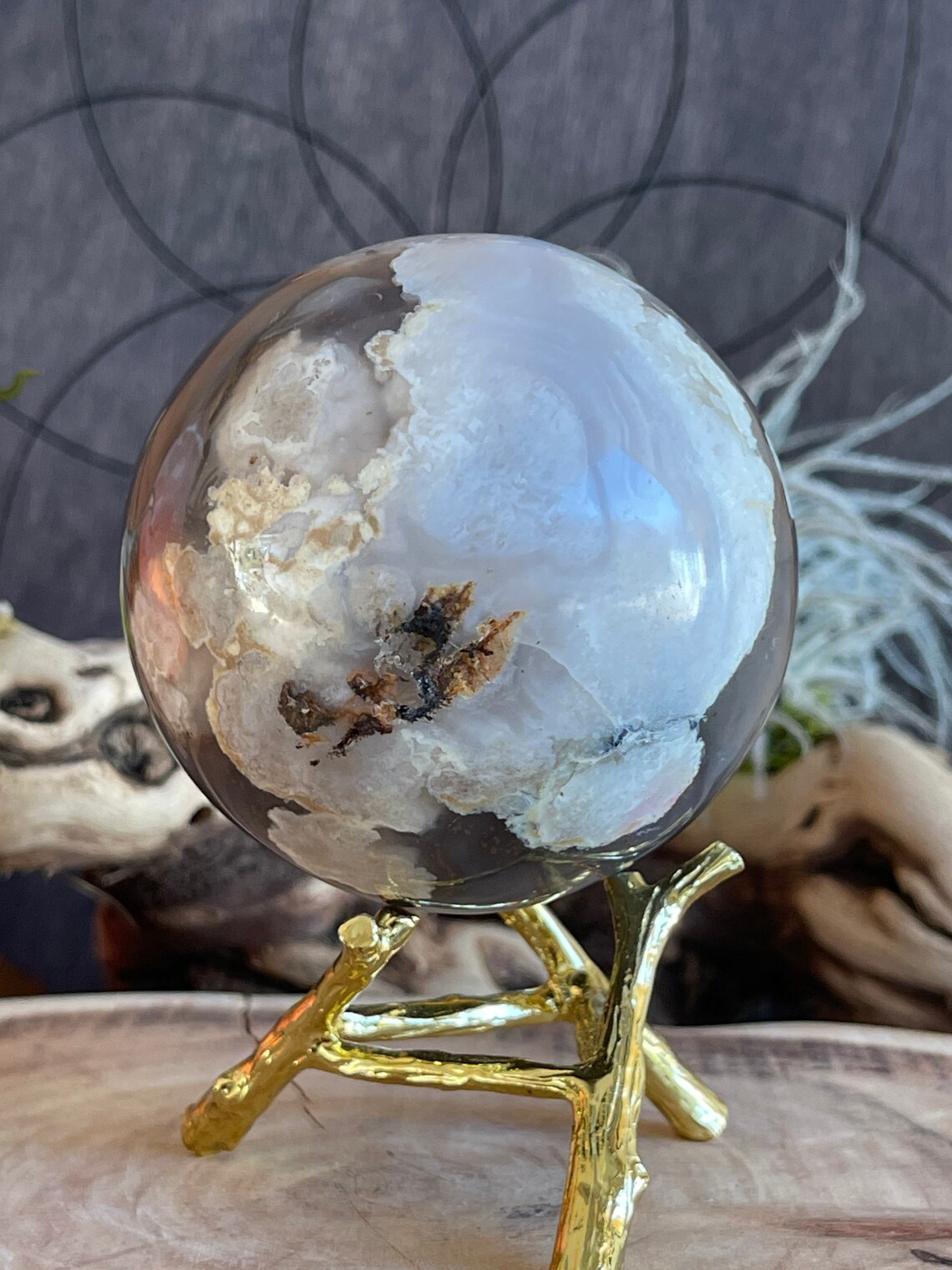 Natural Black Flower Agate Geode Egg Geode. - Etsy