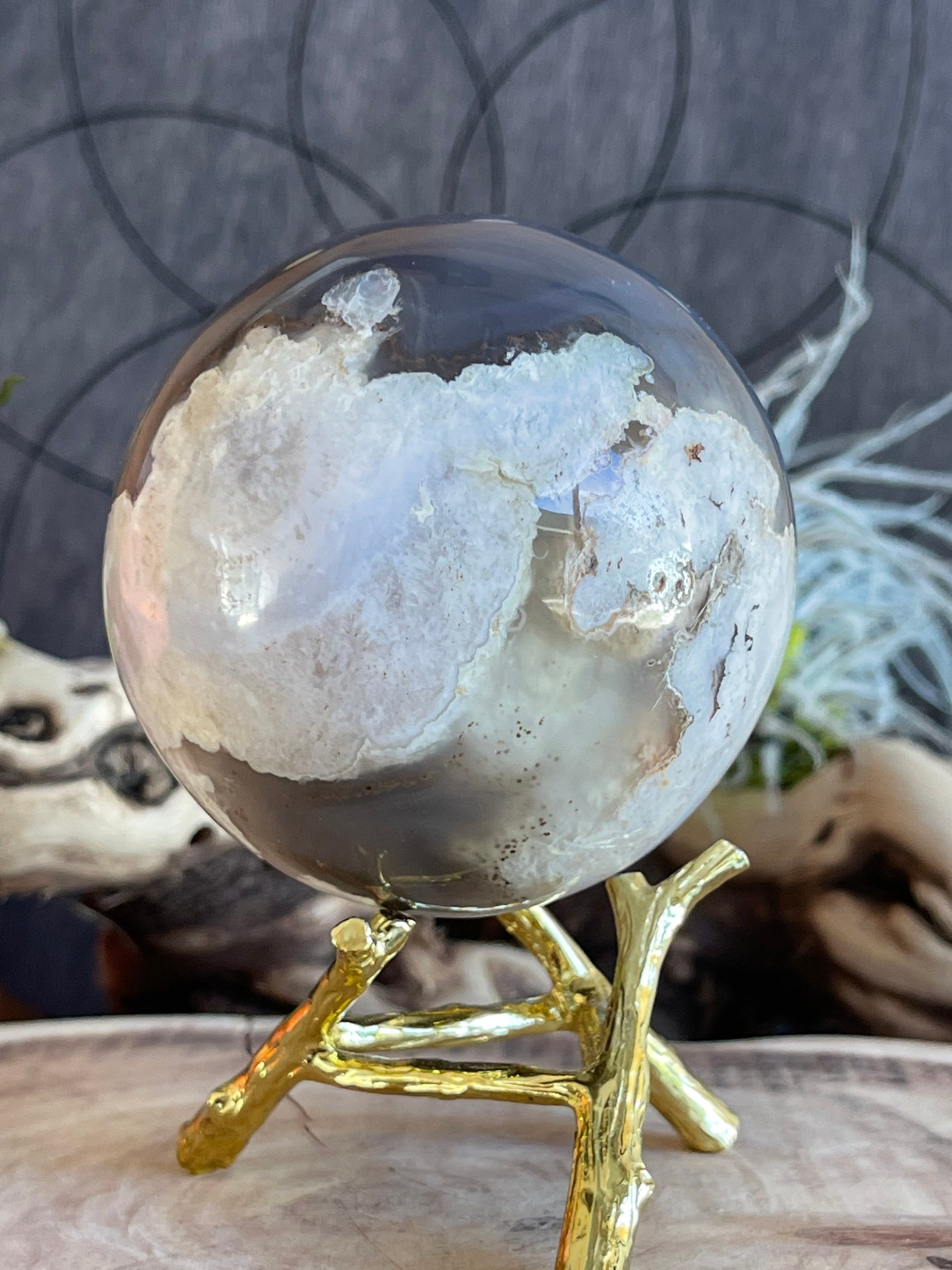 Natural Black Flower Agate Geode Egg Geode. - Etsy