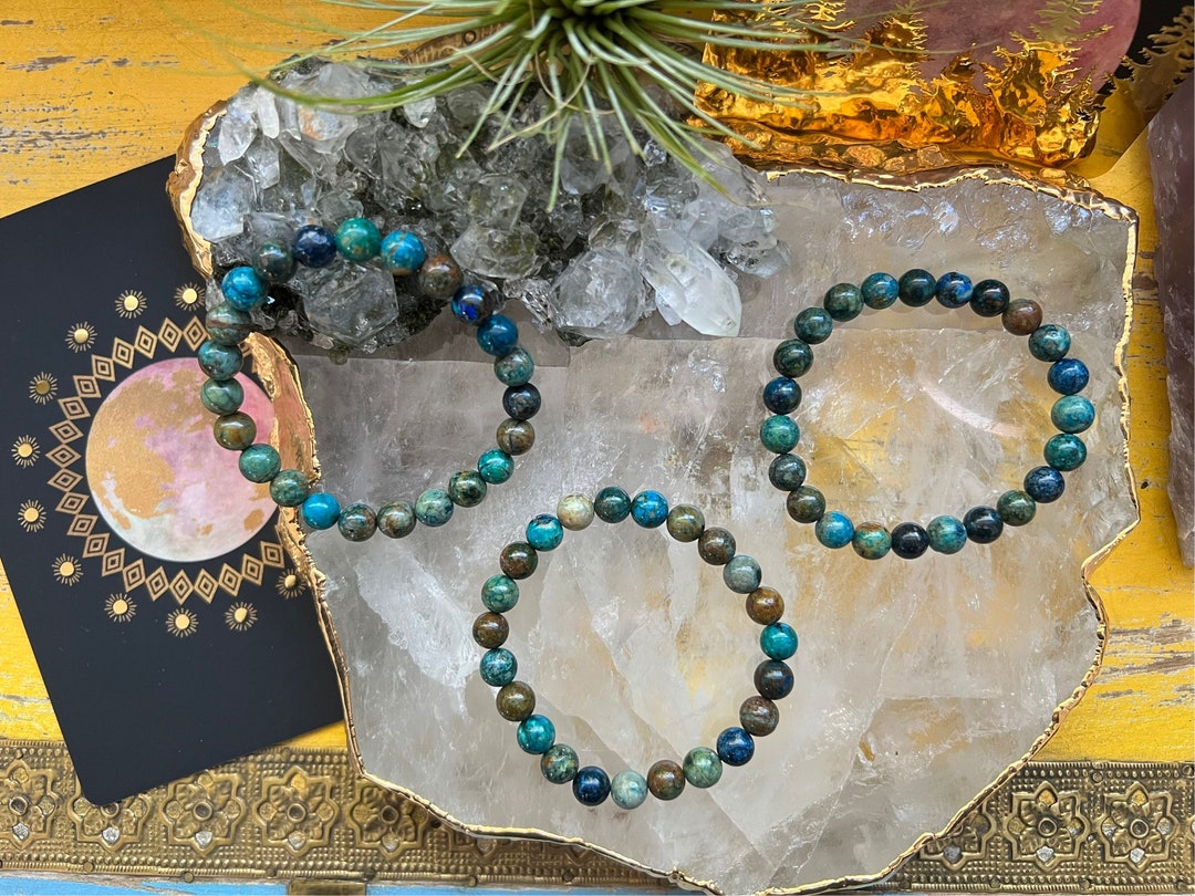 High Grade Chrysocolla Matrix Bead Bracelets, Beaded Bracelets - Etsy