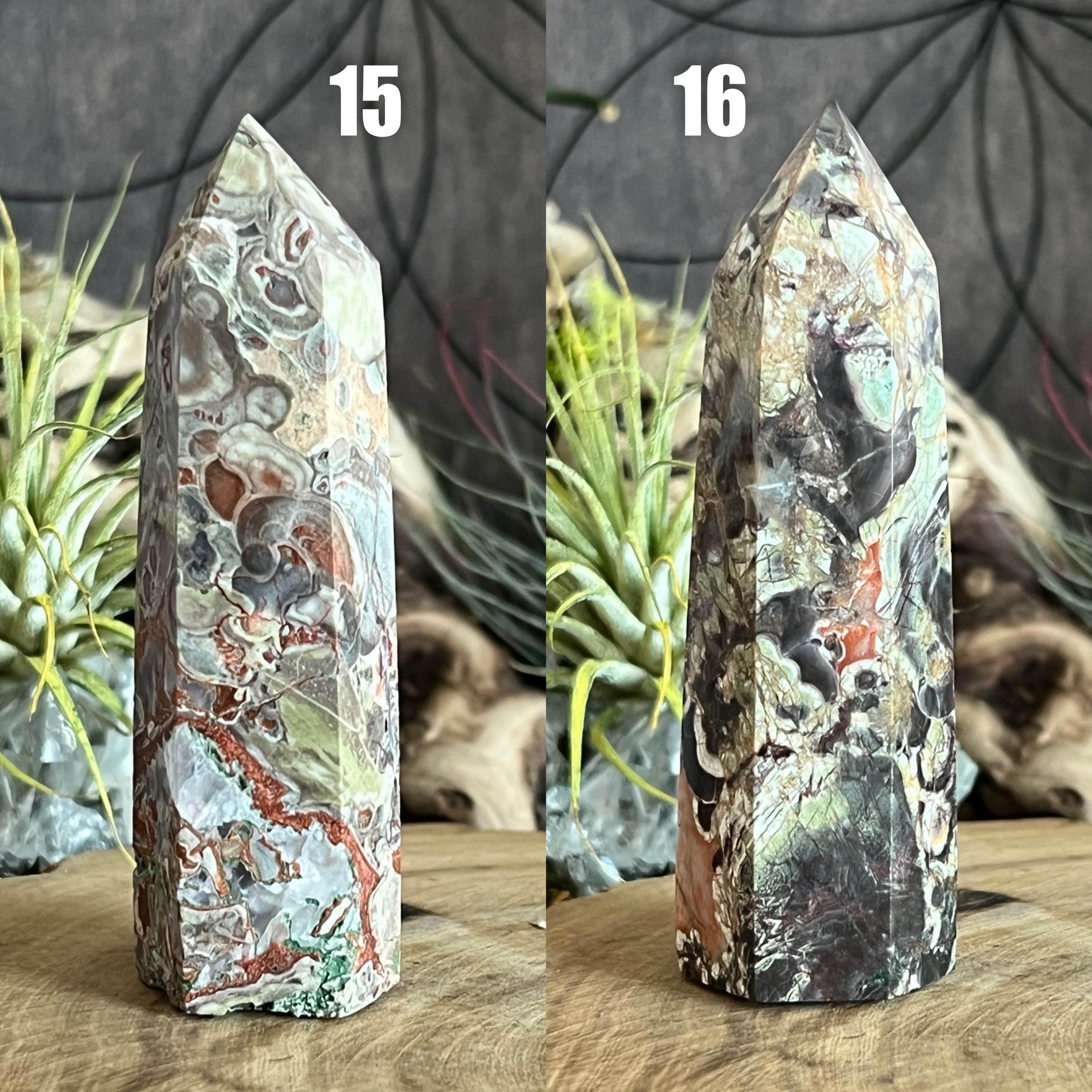 Money Agate Tower: Reiki Healing Crystal Point - Etsy