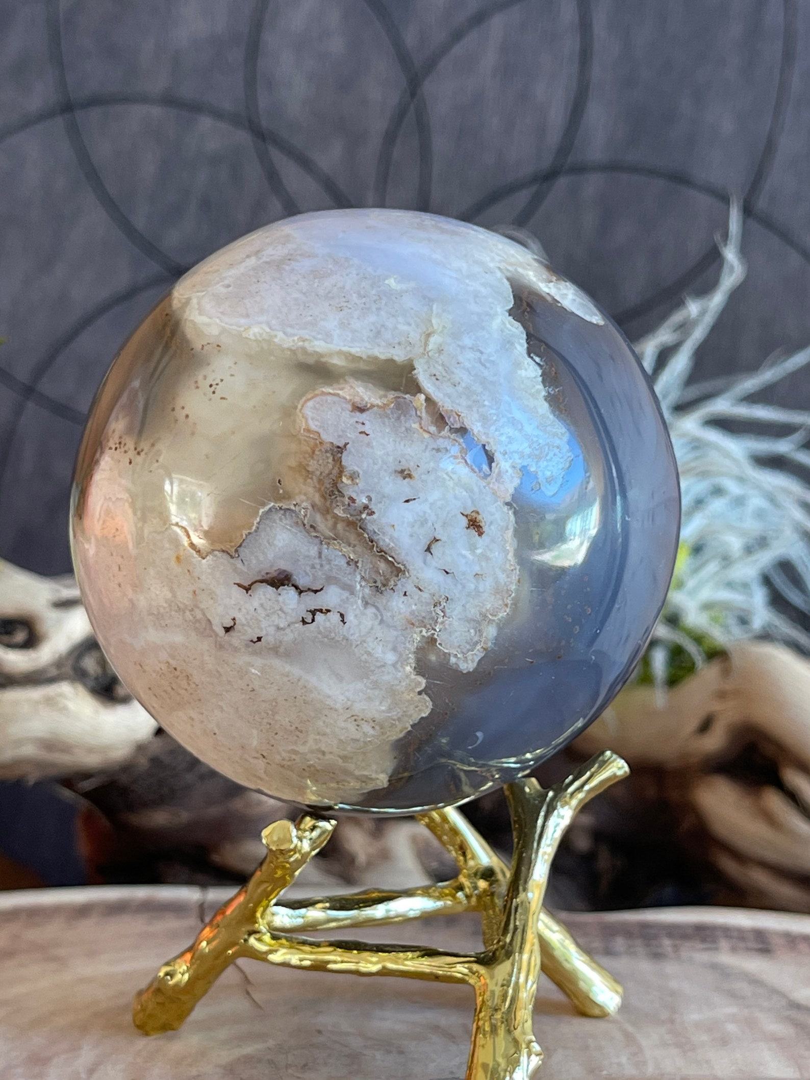 Natural Black Flower Agate Geode Egg Geode. - Etsy