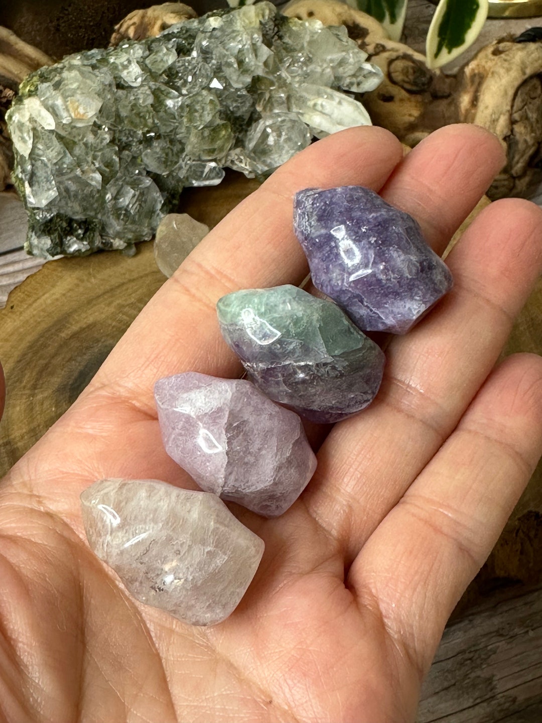 Mini Crystal Flame Carving, Lepidolite, Fluorite - Etsy