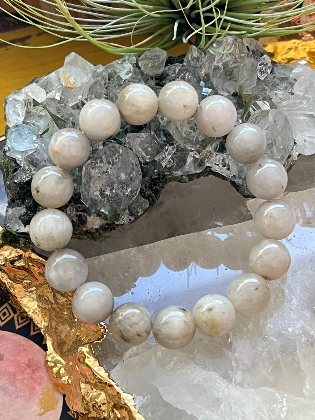 White Rabbit Hair Bead Bracelets, Beaded Bracelets - Etsy