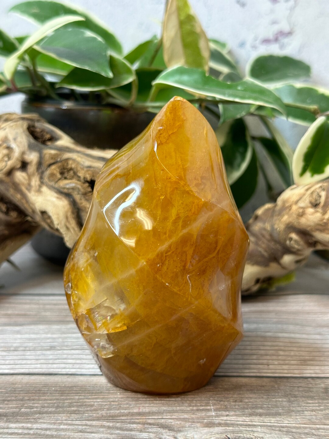 700g Golden Healer Quartz Flame: Yellow Hematoid Crystal - Etsy