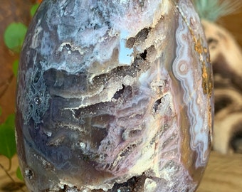 Natural Black Flower Agate Geode Egg Geode. | Etsy