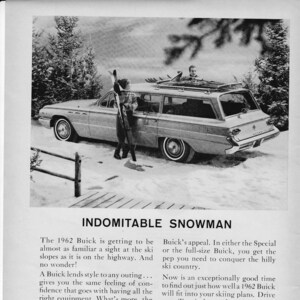 1962 Buick Station Wagon-winter Scene-indomitable Snowman-original ...