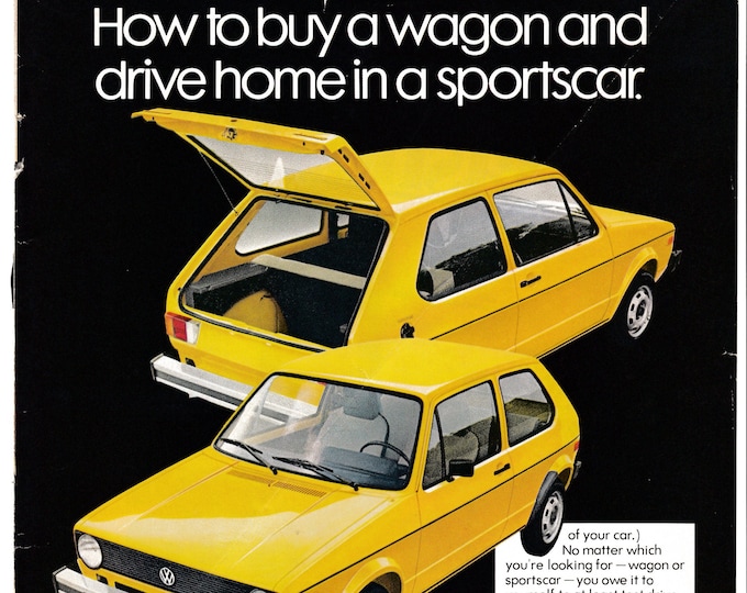 1976 VW Rabbit Volkswagen Wagon-hatchback Yellow Original Magazine Ad ...