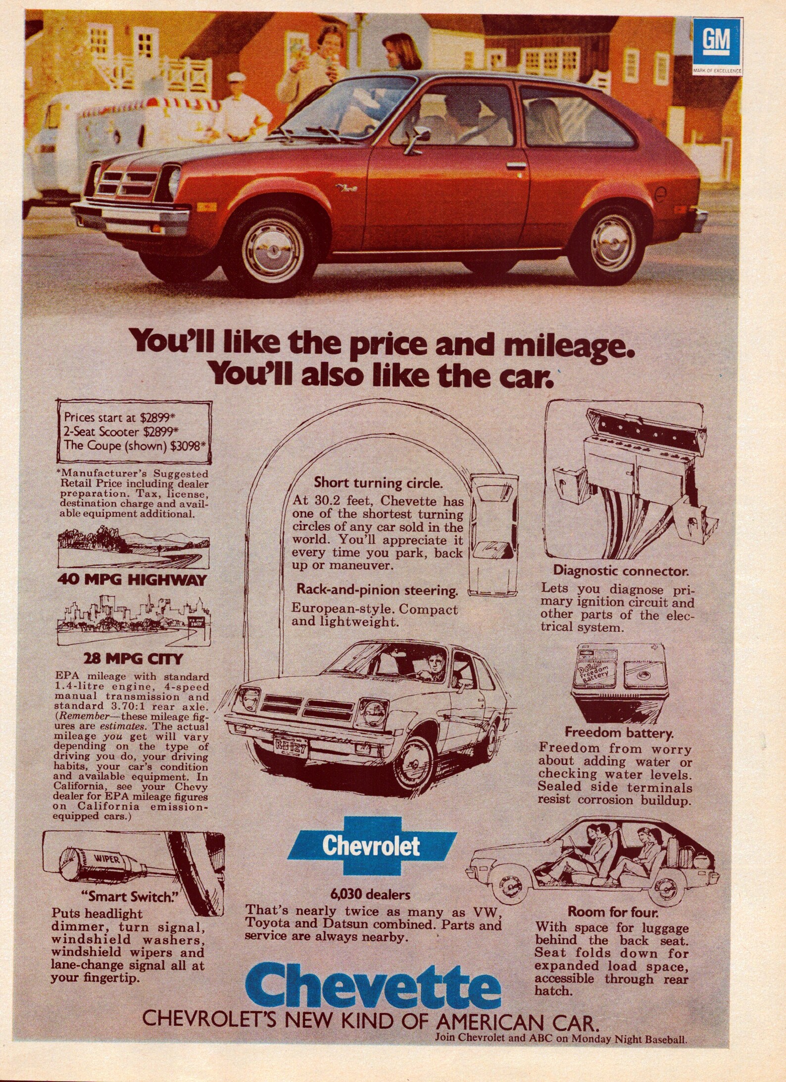 1976 Chevrolet Chevette Price Mileage Original Magazine Ad - Etsy