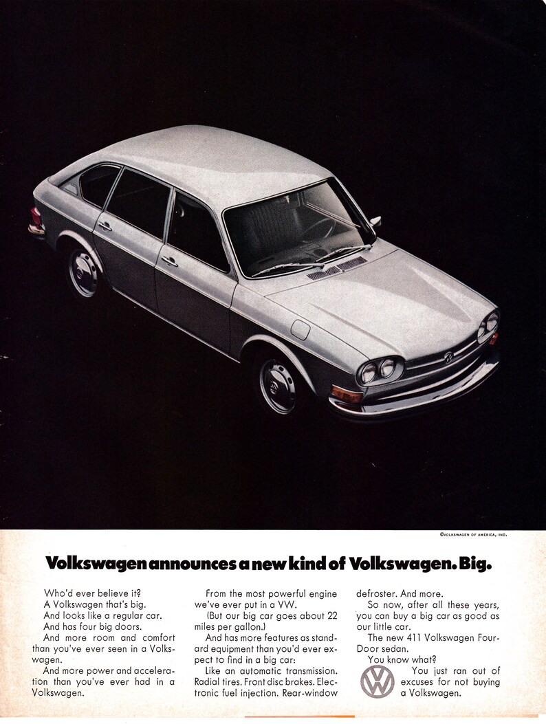 1971 VW 411-4 Door Sedan Volkswagen Introduction - Etsy