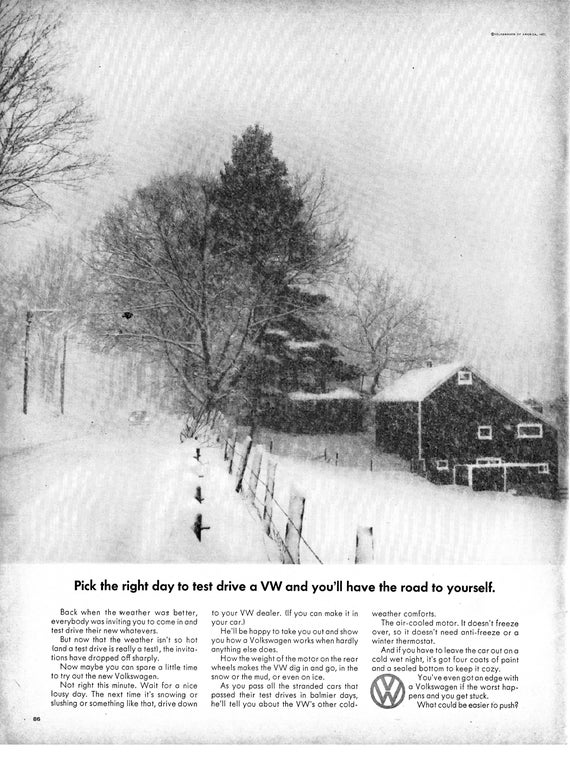 1968 VW Bug Test Drive in Snow Storm Volkswagen Original 13.5 | Etsy