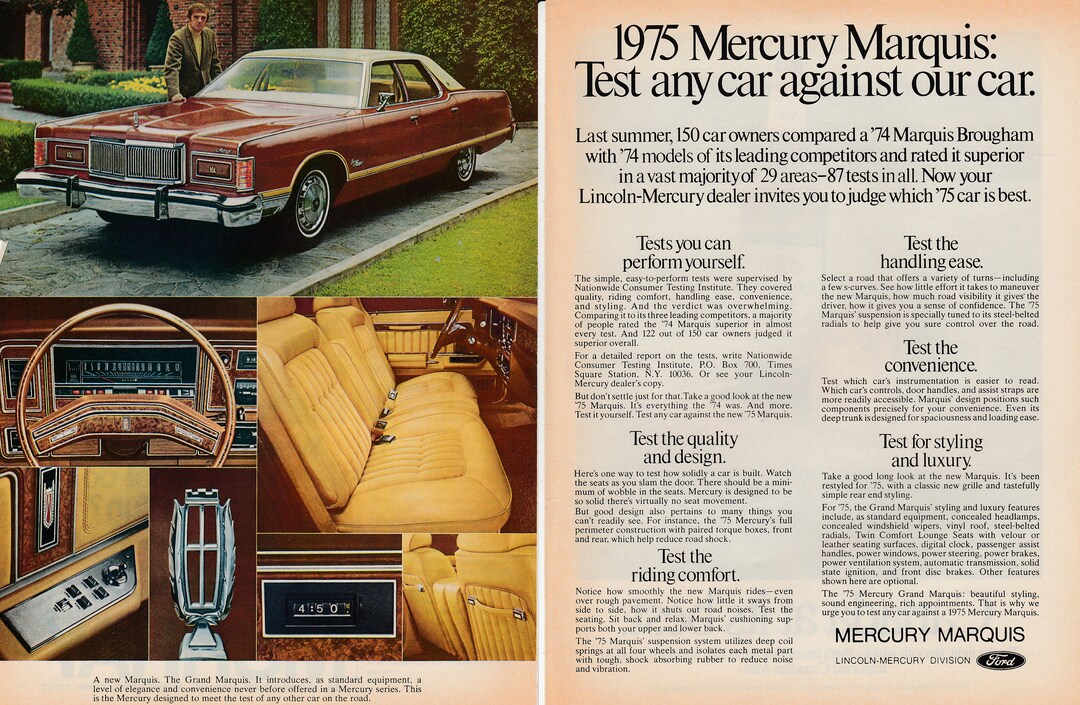 1975 Mercury Marquis Introduction-original 2 Page Magazine Ad - Etsy
