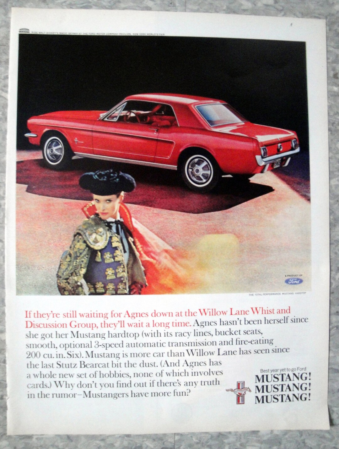1965 Ford Mustang-red-agnes the Matador-original 13.5 * 10.5 Magazine ...