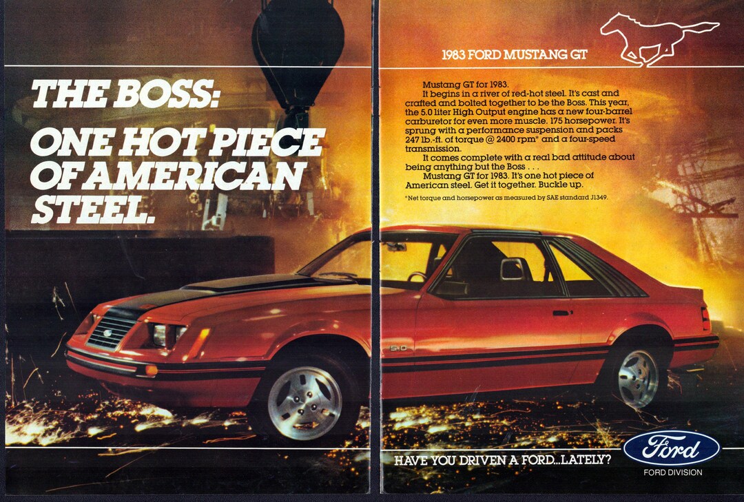 1983 Ford Mustang GT the BOSS Original 2 Page Magazine Ad - Etsy