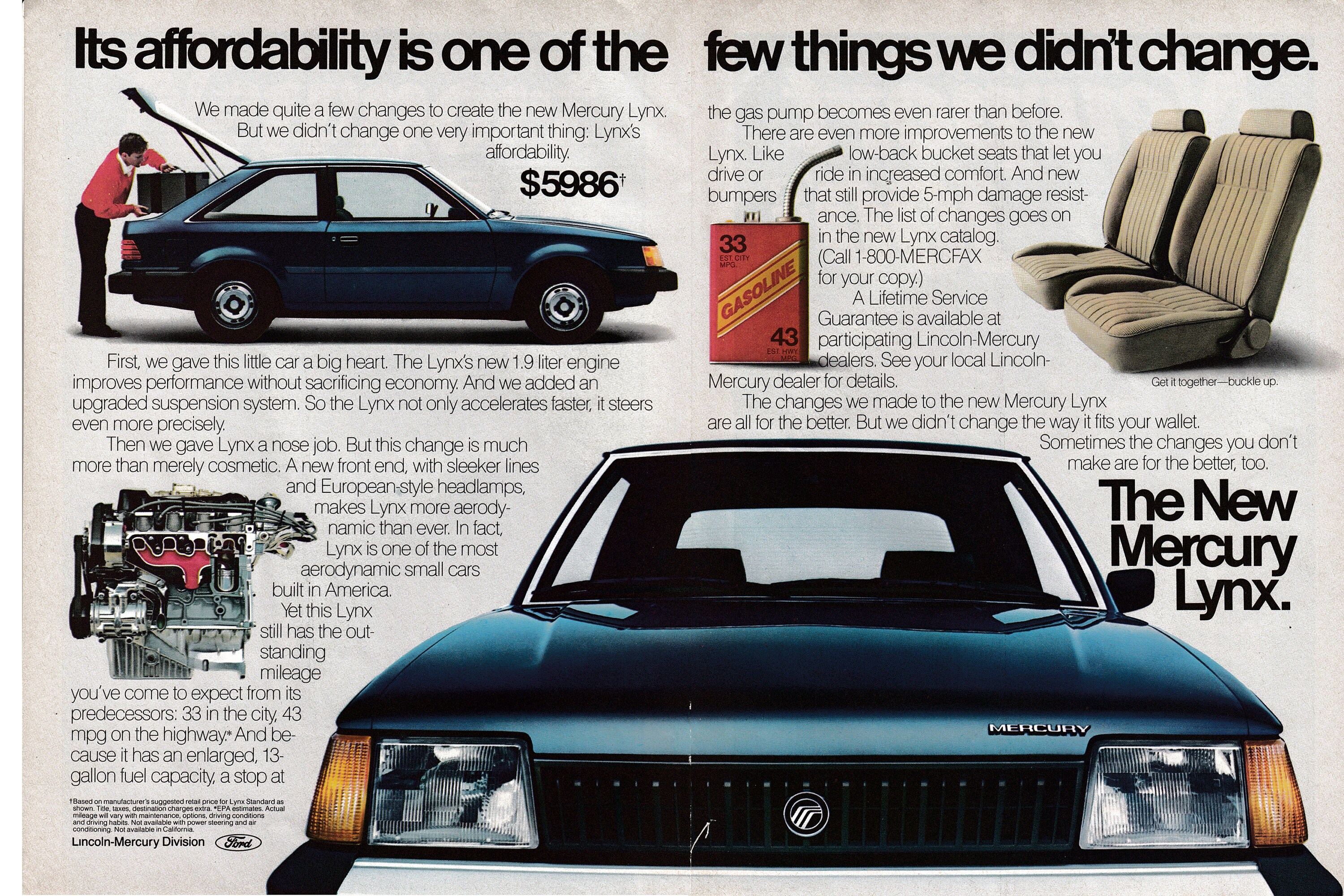 1985 Mercury Lynx-1.9 Liter Engine-cost 5986 Original 2 Page - Etsy Canada