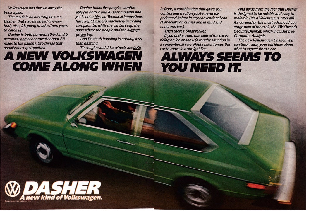 1974 VW Dasher Volkswagen-introducing a New Vehicle-original 2 Page ...