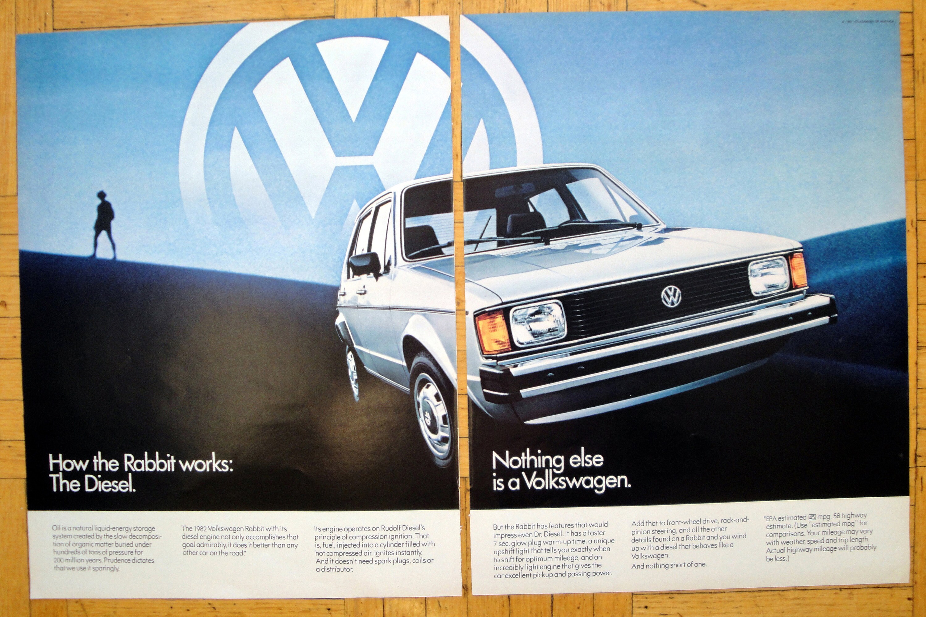 1982 VW Rabbit Diesel Volkswagen 45 58 MPG Original 2 Page - Etsy