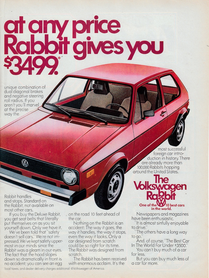 1976 VW Rabbit Most Car For 3499 Red 2 Door Sedan-Original 2 | Etsy