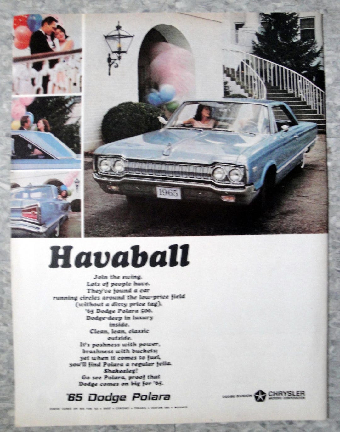 1965 Dodge Polara 500 Havaball Original 13.5 * 10.5 Magazine Ad - Etsy