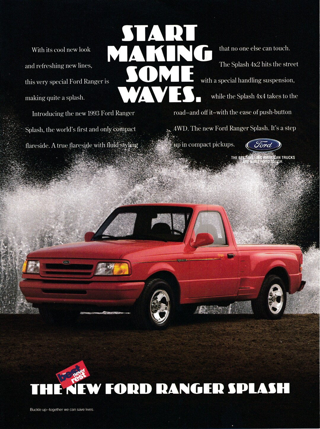1993 Ford Ranger Splash Pickup Truck Red Make Waves Original Magazine ...