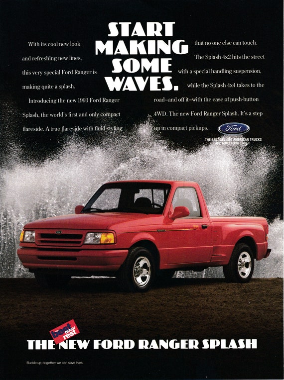 1993 Ford Ranger Splash Pickup Truck Red Make Waves Original - Etsy