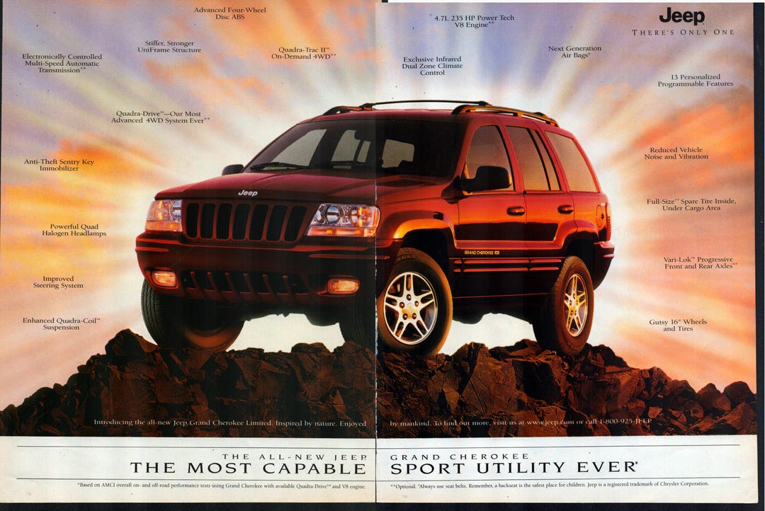1987 Jeep Grand Cherokee SUV Best Ever Original 2 Page Magazine Ad - Etsy